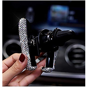 Best Bling Rhinestone Crystal Convenient Mini Car Dash Air Vent Automatic ADJUSTABLE Phone Holder (Silver)