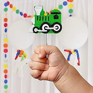 Train Shaped Lollipops, Individually Wrapped Candy Suckers for Birthday Party, Favors for Kids, Goodie Bags and Candy Buffet, Hand Decorated Pops (12-Pieces)