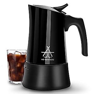 Alocs Stovetop Espresso Maker, Italian Coffee Maker Moka Pot for Classic Mocha & Cuban Coffee, Stainless Steel Greca Coffee Maker, Cafeteras, Brews 9 Espresso Cups (15.2 Oz) in Stylish Black