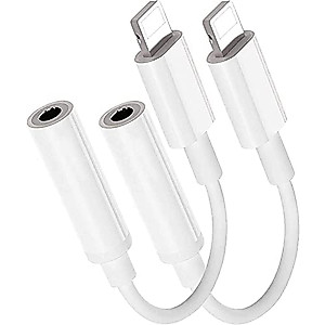 esbeecables 2 Pack for iPhone 3.5mm Headphones Adapter, Apple MFi Certified Lightning to 3.5mm Earphones/Headphones Jack Aux Audio Adapter Dongle for iPhone 14/13/12/11/XS/XR/X/8/7/SE, Support All iOS