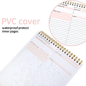 To Do List Pad Daily Schedule Planner Priority Goals Notepad Undated 6.5 ”x 9.8” PVC Cover,Twin-Wire Binding Personal Organizer for Appointment (4 Pack)