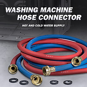 Highcraft CNCT2564L Hose Connector, for Hot and Cold Water, Washing Machine Supply Line, EPDM Rubber Tube Cover 4 Feet (Pack of 2 1 Ft, Red/Blue