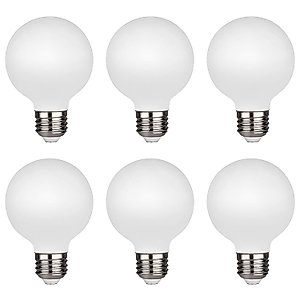 KGC LED Edison Globe Light Bulbs, Warm White 2700K CRI 90, LED Filament Light Bulb, 5W Equivalent to 40W, G25(G80) Dimmable LED Bulbs, Milky Glass, Bathroom Vanity Mirror, Pack of 6