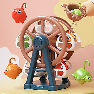 JS-Drhome Water Circulating Fishing Game Board Play Set with Music,Fishing Toys and Waterwhee,Interactive Small Toddlers Water Table, Kitchen Sink Table Play,Kids Role Play