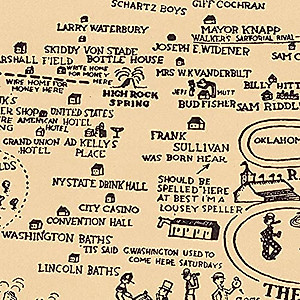 Antiguos Maps Saratoga Springs, New York - City Pictorial Map circa 1927 - measures 18 inches x 24 inches (457 mm x 610 mm)