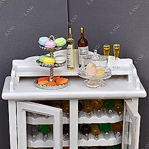 iLAND Miniature Dollhouse Accessories for Dollhouse Furniture, Glass Utensils w/Mini Food Set Incl Bowls Plates Dessert Dish Jar Cup (6 Glass pcs w/Miniature Food)