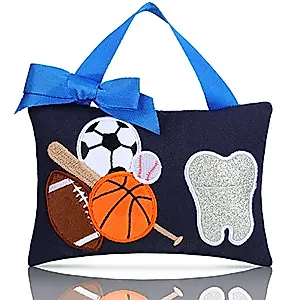 Tooth Fairy Pillow with Pocket Kids Lost Tooth Pillow for Tooth Fairy Tooth Pillow Tooth Keepsake Pouch Tooth Fairy Gifts for Girl and Boy Children Lost Tooth, 3.9 x 5.9 Inches(Ball Style)