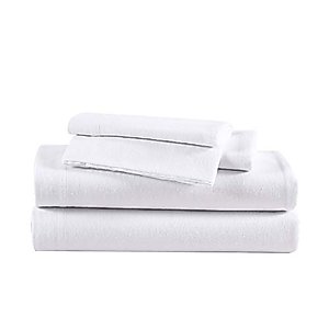 Eddie Bauer - King Sheets, Cotton Flannel Bedding Set, Brushed for Extra Softness, Cozy Home Decor (White, King)