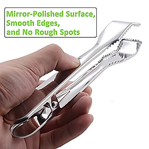 HINMAY Ice Tongs for Ice Bucket 6-3/4 Inch - Set of 2 - Premium 18/8 Stainless Steel Ice Tongs with Teeth for Ice Sugar Cubes Tea Party Coffee Bar Food Serving
