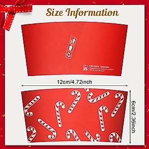 60 Pieces Christmas Coffee Cup Sleeves Red Double Layer Paper Sleeves Fits 12 and 16 oz Disposable Santa Cup Jacket for Christmas Hot Chocolate, Coffee, Cocoa, Tea or Cold Beverage, 6 Designs