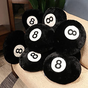 MOJUN 19.6" Simulation Black Billiards 8 Ball Plush Stuffed Soft Sport Round Sleeping Cushion Pillow for Home Bed Sofa Couch Decor, Kids Gift