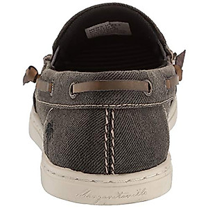 Margaritaville Men's Dock Boat Leather Lace, Lightweight Slip On Shoes, Black, 10