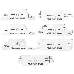 OMEX 7 Piece Fillet Welding Inspection Gauge Set INCLUDES Leather Case - (1/8" - 1") Ulnar Metric & Inch - Perfect for checking Leg Length and Throat Thickness for Professional Welders