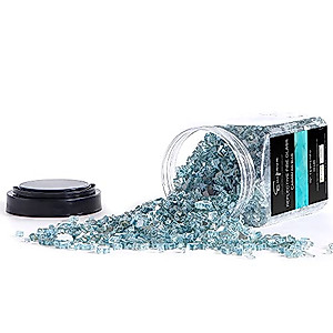 Empava 10 lbs. 1/4-in Reflective Tempered Glass for Gas Fire Pit, Caribbean Blue