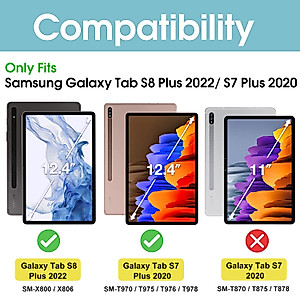 ProCase Galaxy Tab S8 Plus 2022 / S7 Plus 12.4” 2020 Case with S Pen Holder (Model SM-X800/X806/T970/T975), Rugged Heavy Duty Shockproof Case with Hand Strap Rotating Kickstand Protective Cover–Black