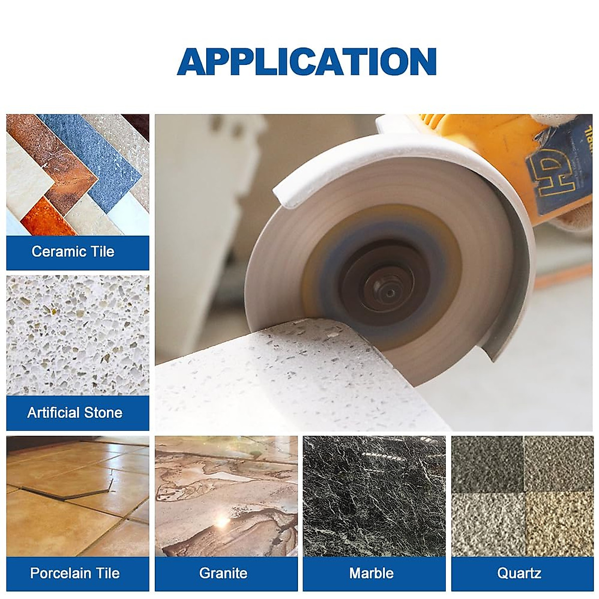 HIGHDRIL Diamond Tile Saw Blade - 5 Inch/125mm Cutting and Grinding Disc for Porcelain Tile Granite Marble Ceramic Quartz (Fan-Shaped Blade)