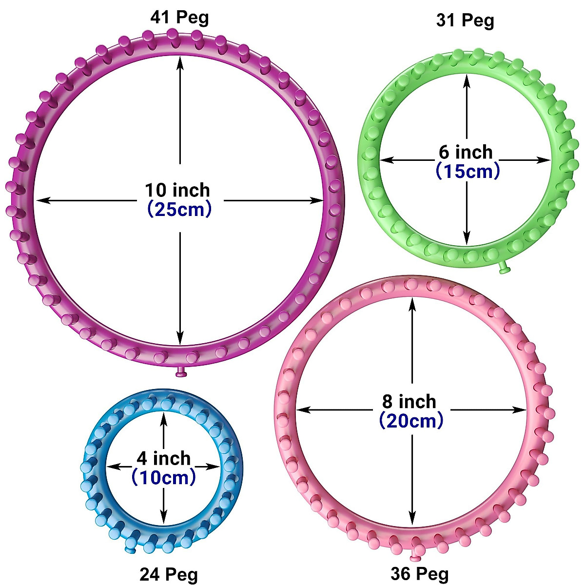 Readaeer Round Knitting Looms Set Craft Kit Tool with Hook Needle and Pompom Maker