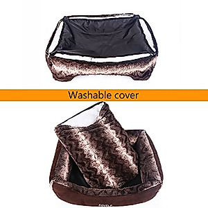 JOYELF Medium Dog Bed with Washable Removable Cover, Rectangle Soft Calming Cat Bed & Sofa, Plush Warming Pet Bed Furniture for Puppy Dogs & Cats with Squeaker Toys as Gift