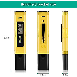 Digital PH Meter, WECHIC 0.01 PH High Accuracy Water Quality Tester with 0-14 PH Measurement Range for Household Drinking, Pool and Aquarium Water PH Tester Design with ATC (Yellow)