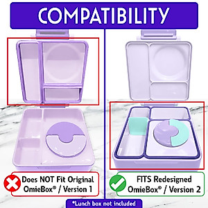 [2 Pack] Lid Seal Gasket For OmieBox - Exact Fit Replacement Part For Kids Bento Lunch Box With Insulated Food Container - 100% Food-Safe Silicone Rubber (Purple) - Lunch Box NOT Included