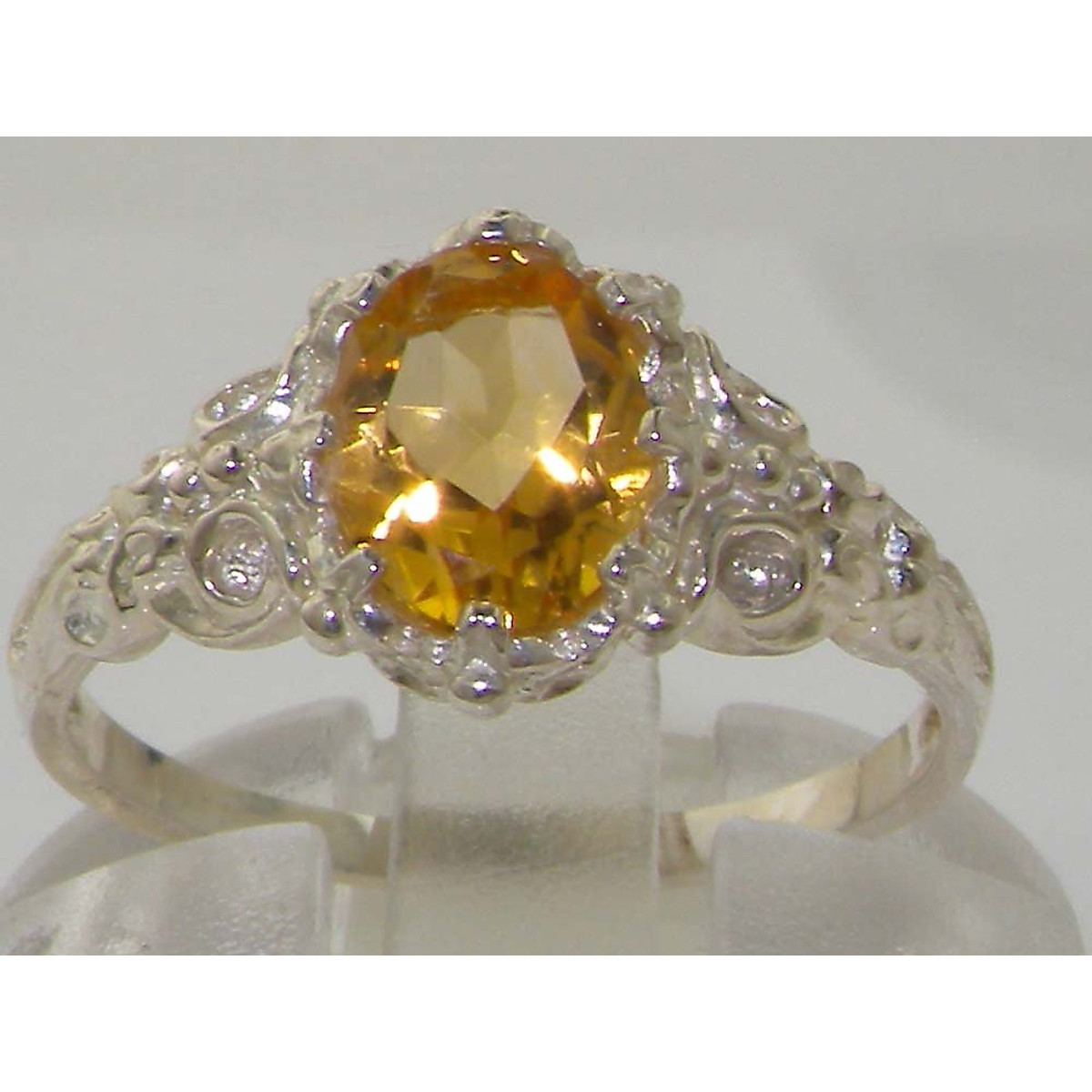 LetsBuyGold 925 Sterling Silver Natural Citrine Womens Promise Ring - Size 7.5