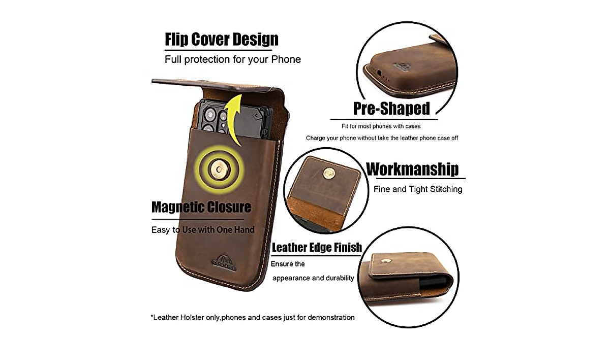 Topstache Leather Phone Holster for Belt,Flip Cell Phone Case with Belt ...