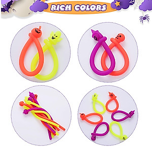 28 Pack Halloween Stretchy Strings Toy Pack，Pumpkin and Witch Sensory Toys for Kids Students Stress Relief Treat Bags Gifts Stress Relief Party Favors