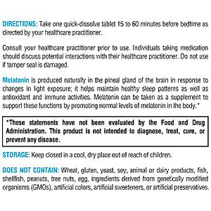 XYMOGEN Melatonin - Peppermint Lozenges - 3mg Melatonin Supplement for Nighttime, Antioxidant + Immune Support (60 Quick-Dissolve Tablets)