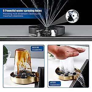 Kitchen Sink Glass Rinser,Faucet Glass Rinser for Kitchen Sinks,stainless steel Bottle Washer,Bar Glass Rinser,Kitchen Sink Accessories,Cup Rinser Bottle Washer (Brushed Gold)