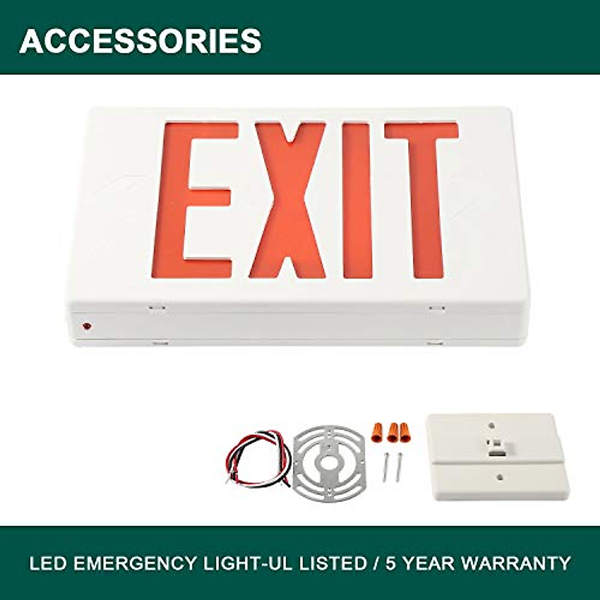 EXITLUX 2 PACK UL Listed -Red Led Exit Sign with Emergency Lights&Battery Backup Operated Powered Exit Lights Exit -Double Face-120-277VAC Fire Exit Signs Lighting for Room,Street,Window.Stairs.