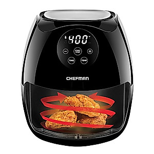 Chefman Digital 3.5 Quart Touch Screen Air Fryer Oven w/ Space Saving Flat Basket, Healthy Oil-Free Airfryer w/ 60 Minute Timer & Auto Shutoff, Dishwasher Safe Parts, BPA-Free, Black