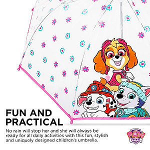 ABG Accessories ABG girls Kids Clear for Rain Girl's, Transparent with an Easy Grip Handle, Dome Windproof, Ag Bubble Umbrella, Paw Patrol, Age 3-10 US