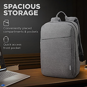 Lenovo Laptop Backpack B210, 15.6-Inch Laptop/Tablet, Durable, Water-Repellent, Lightweight, Clean Design, Sleek for Travel, Business Casual or College, GX40Q17227, Grey