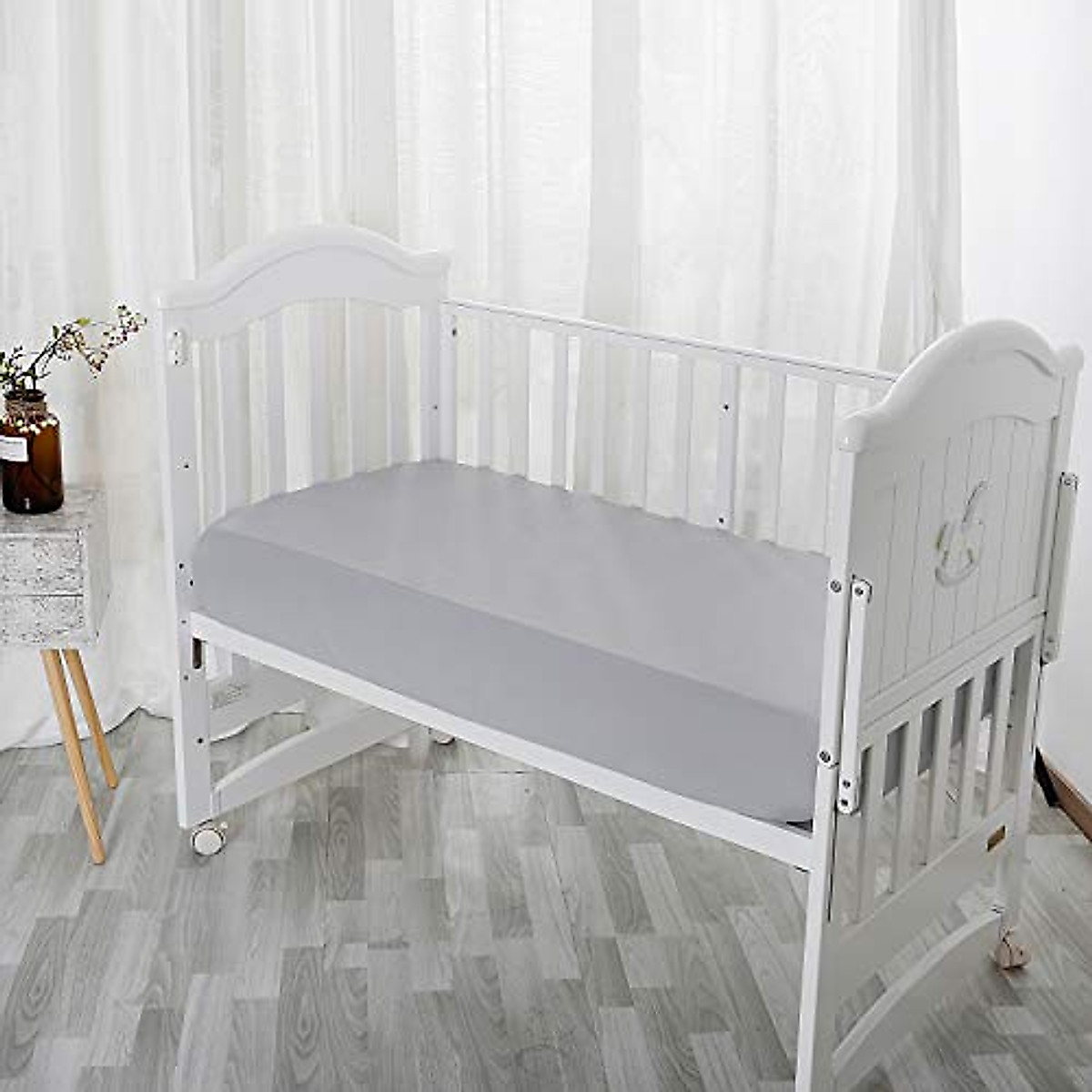 Crib Sheets, Crib Sheets for Boys | Baby Boy Crib Sheets | Microfiber Crib Fitted Sheet for Standard Crib and Toddler Mattress (Gray and Navy, 2 Pack)