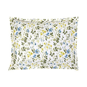 Laura Ashley Home - King Duvet Cover Set, Cotton Sateen Reversible Bedding with Matching Shams, All Season Home Decor (Meadow Floral Blue, King)