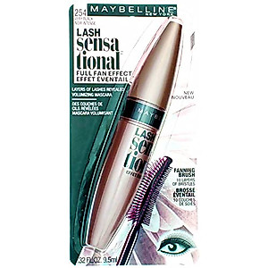Maybelline New York Lash Sensational Mascara, Very Black [01] 0.32 oz (Pack of 2)