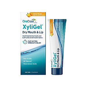 OraCoat XyliGel, Soothing Dry Mouth & Lip Moisturizing Relief Gel, 1.7 Fl Oz, 1 Pack, Citrus with Xylitol, Sugar Free Dry Mouth Gel, Helps Stimulate Saliva, Non-Acidic, Daytime & Night Time Use