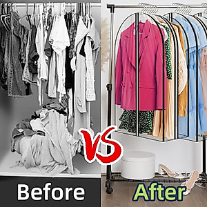 Walkpet 12" Gusseted All Clear Garment Bags for Hanging Clothes 40" Suit Bags for Storage of Coats, Dresses, and Shirts for Closet Storage Clothing Cover, 3 Packs
