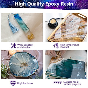 Epoxy Resin 64OZ - Crystal Clear Epoxy Resin Kit with 24 Colors Mica Powders- No Yellowing No Bubble Art Resin Casting Resin for Art Crafts, Jewelry Making, Wood & Resin Molds(32OZ x 2)