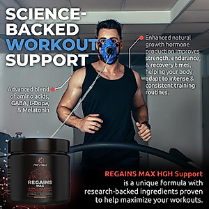 HGH Supplements for Men & Women, REVSCI Regains Max Amino Acids Supplement, Post Workout Recovery Powder, Anabolic Muscle Recovery & Muscle Builder for Men, HGH Human Growth Hormone Booster Supplement