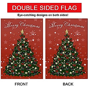 𝑨𝑶𝑫𝑬𝑹𝑻𝑰 Christmas Garden Flags 12x18 Double Sided, Christmas Tree Design Outdoor Christmas Decorations, Burlap Material Winter Garden for Outside