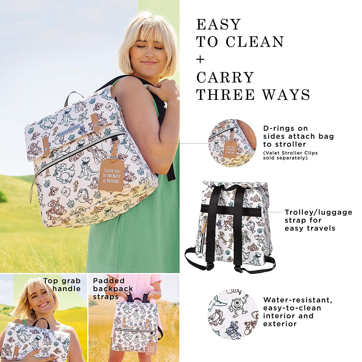 Petunia Pickle Bottom Meta Backpack, Pixar Playday, Unisex, Laptop Backpack, Stylish, Spacious, Diaper Bag, Backpack Organizer, Easy to Clean, Carry