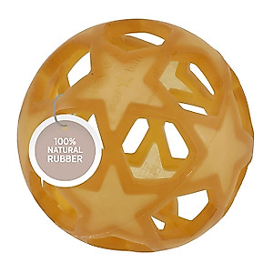 HEVEA Star Activity Ball Toy Made from 100% Upcycled Natural Rubber - Soft and Easy to Hold Baby Ball for Ages +4 Months - Plant Based, Plastic-Free, BPA-Free (Natural)
