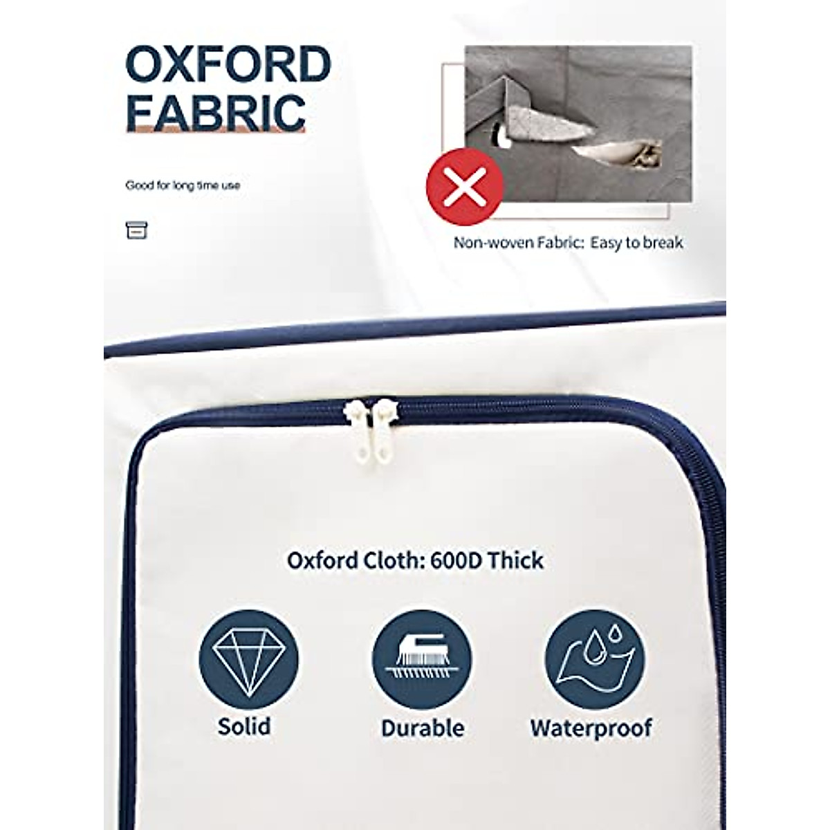 2-Pack Clothes Storage Container Set - Homlab 72L x 2 Closet Organizer Boxes With Steel Frame, Foldable Large Blanket Bins, Thick Oxford Fabric, Waterproof, Clear Window, Reinforced Handle, Zipper (Blue)