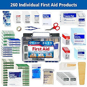 First Aid Only 91248 OSHA-Compliant All-Purpose 50-Person Emergency First Aid Kit for Home, Work, and Travel, 260 Pieces
