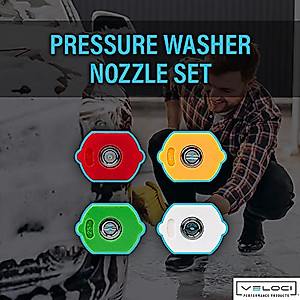 MTM Hydro Pressure Washer Nozzle Set, High Pressure Power Washer Spray Nozzle Tips, 5000 PSI 1/4” Quick Connect Fittings, 0, 15, 25, 40 Degree for Pressure Washing, Guns, Wands, and Lances