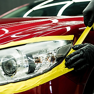 Lichamp 3-Pack Automotive Refinish Masking Tape Yellow 25mm x 55m, Cars Vehicles Auto Body Paint Tape, Automotive Painters Tape Bulk Set 1 inch x 55 Yards x 3 Rolls