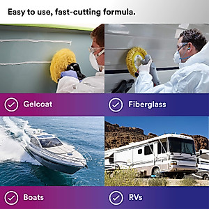 3M Perfect-It Gelcoat Light Cutting Polish + Wax, 36110, 1 Quart, One-Step Process, Removes Scratches and Swirls, Light Oxidation Remover for Boats and RVs