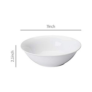 AmazonCommercial 6-Piece White Salad Bowl Set, 7 inch, Set of 6