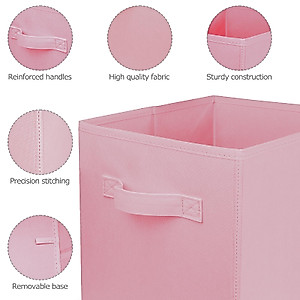 Zuihug 2 Pcs Storage Cubes, 10.5 Inch Collapsible Storage Bins, Fabric Foldable Bins for Organization, Durable Storage Bins for Closet, Shelves, Offices (Pink)